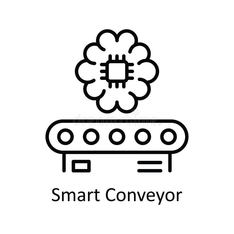 Smart Conveyor Vector Outline Icon Design Illustration. Smart ...