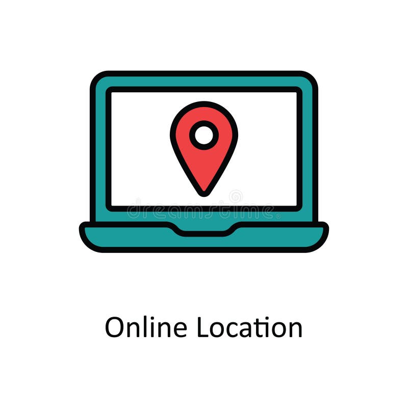 Online Location Vector Fill Outline Icon Design Illustration. Travel ...