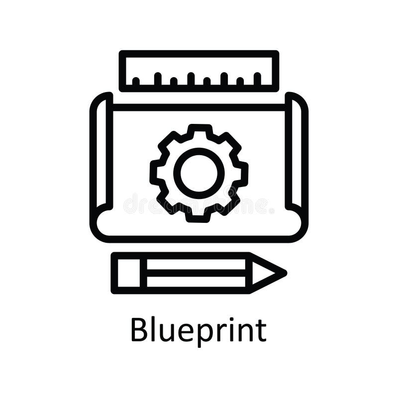 Blueprint Vector Outline Icon Design Illustration. Creative Process ...