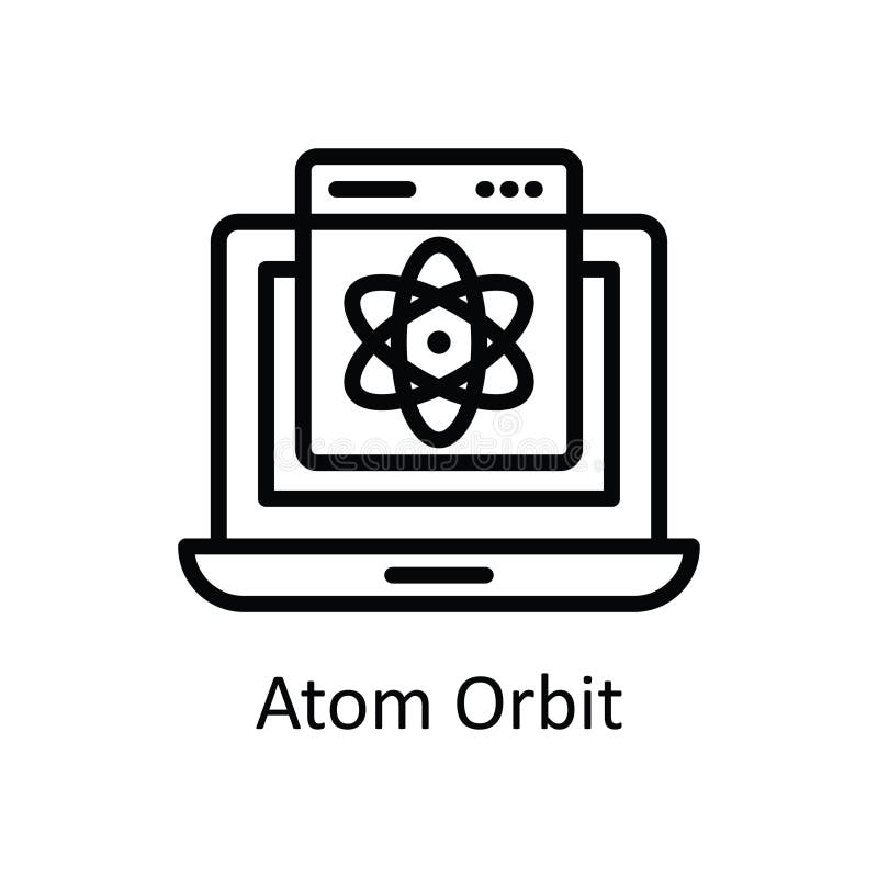 Atom Orbit Vector Outline Icon Design Illustration. Educational ...