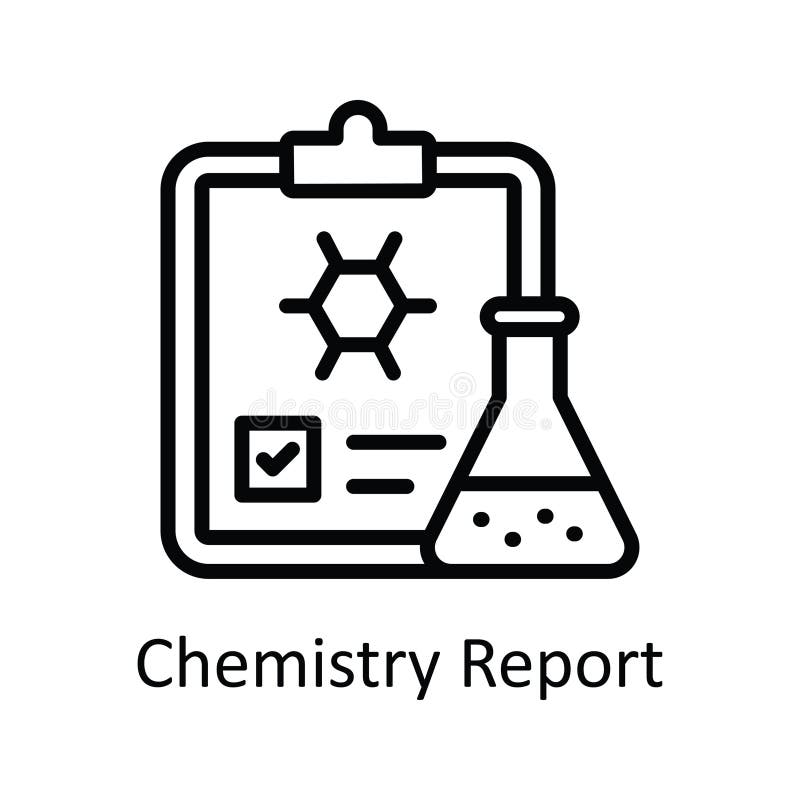 Chemistry Report Vector Outline Icon Design Illustration. Educational ...