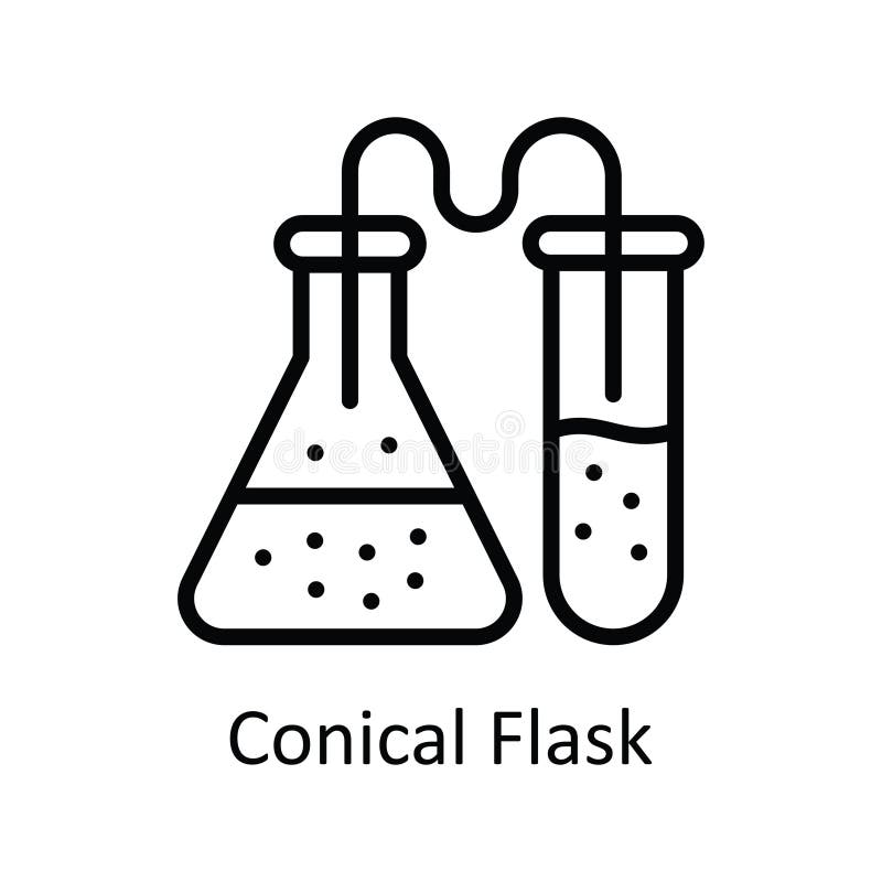 Conical Flask Vector Outline Icon Design Illustration. Educational ...