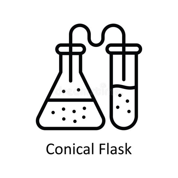 Conical Flask Vector Outline Icon Design Illustration. Educational ...