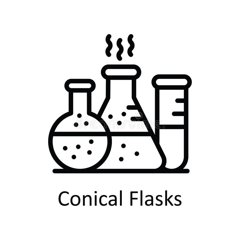 Conical Flask Vector Outline Icon Design Illustration. Educational ...