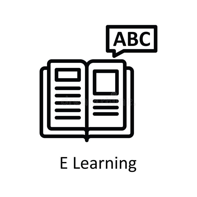 E Learning Vector Outline Icon Design Illustration. Educational ...
