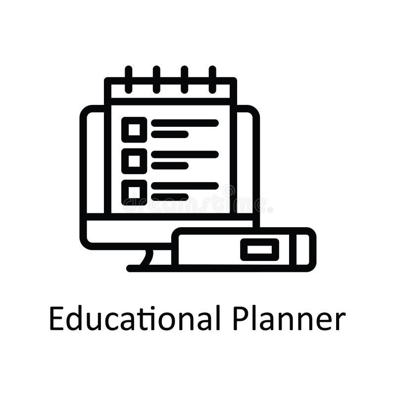 Educational Planner Vector Outline Icon Design Illustration ...