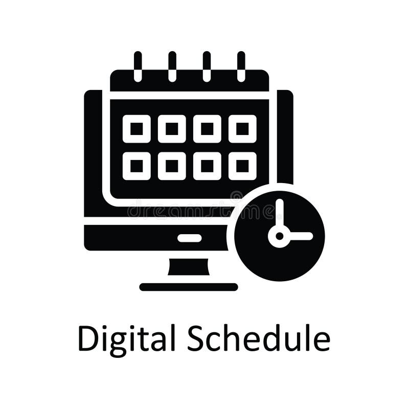 Digital Schedule Vector Solid Icon Design Illustration. Educational ...