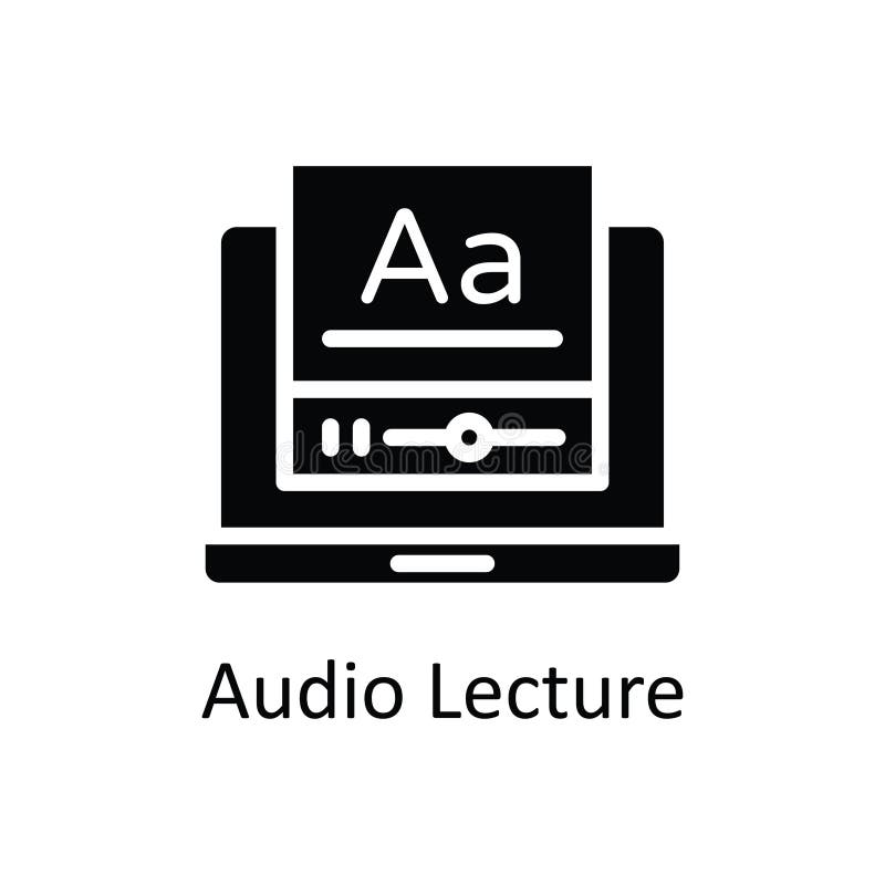 Audio Lecture Vector Solid Icon Design Illustration. Educational ...
