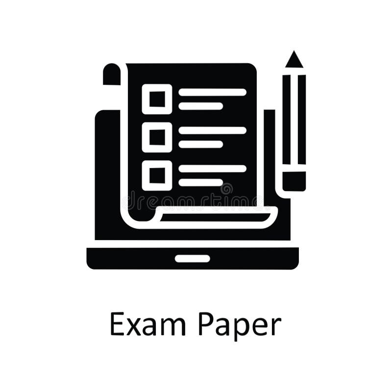 Exam Paper Vector Solid Icon Design Illustration. Educational ...