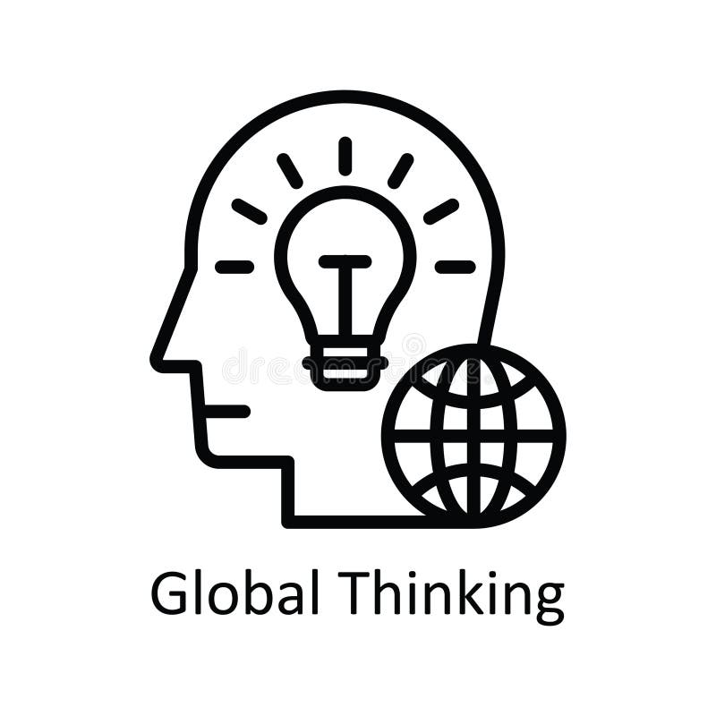 Global Thinking Vector Outline Icon Design Illustration. Human ...