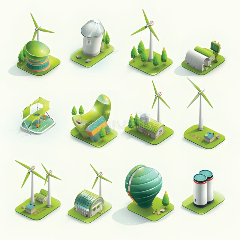 3d Vector Green Energy Icon Set, Green Energy, Clean Energy ...