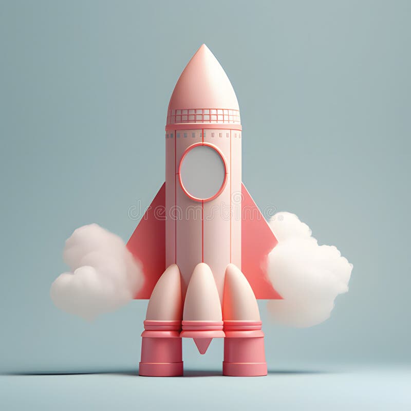 Rocket and Smoke.Space Rocket Start 3d Vector Icon.GenerativeAI. Stock ...