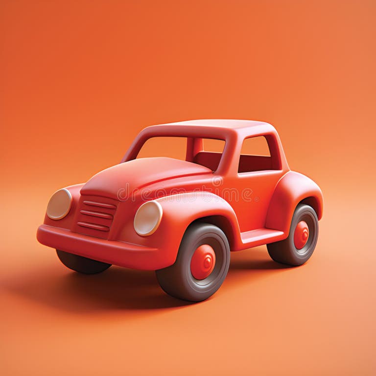 Car in Cartoon Style. Front, Side, Back View.3D Illustrations ...