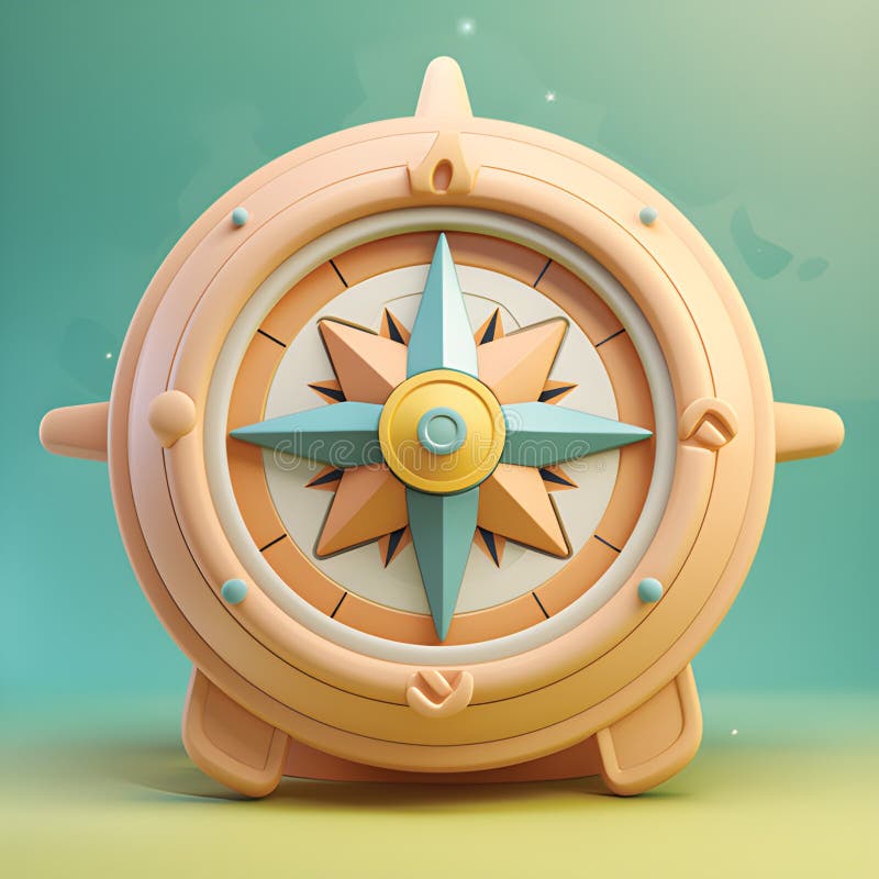 3D Render Compass Icon. Direction Location Map Travel Navigation ...