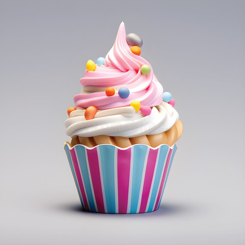 Cupcake, Sweet Food 3d Vector Icon.GenerativeAI. Stock Illustration ...