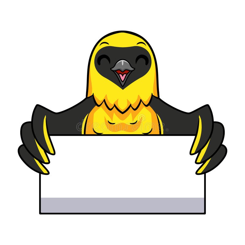 Cute Weaver Bird Cartoon Holding Blank Sign Stock Vector - Illustration ...