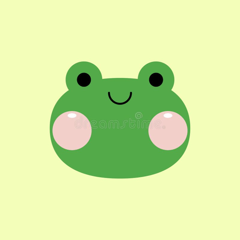 Cute Smiling Green Frog Face Character Icon Stock Vector - Illustration ...