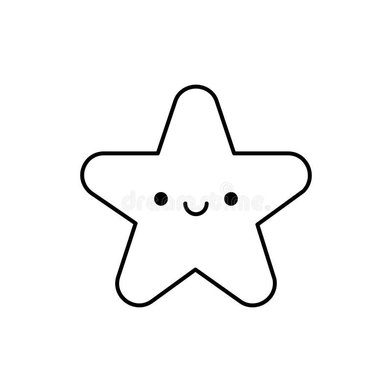 Cute Smiling Little Star Character Line Icon. Coloring Book for ...