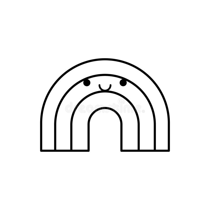 Cute Smiling Rainbow Character Line Icon. Coloring Book for Children ...