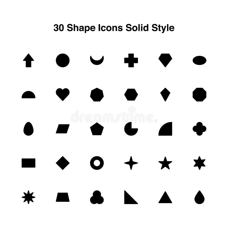 Shape Icons Set Solid Style Stock Vector - Illustration of outline ...