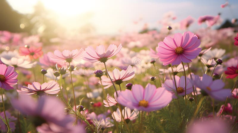 Beautiful Cosmos Flowers Blooming in the Garden for Background ...