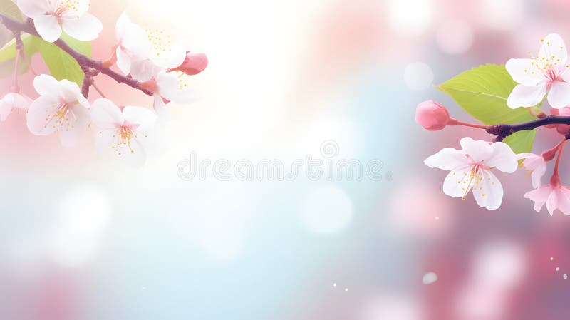 Beautiful Spring Nature Blossom Web Banner or Header. Blurred Space for ...