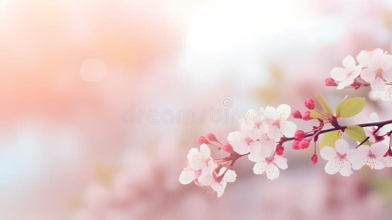 Beautiful Spring Nature Blossom Web Banner or Header. Blurred Space for ...