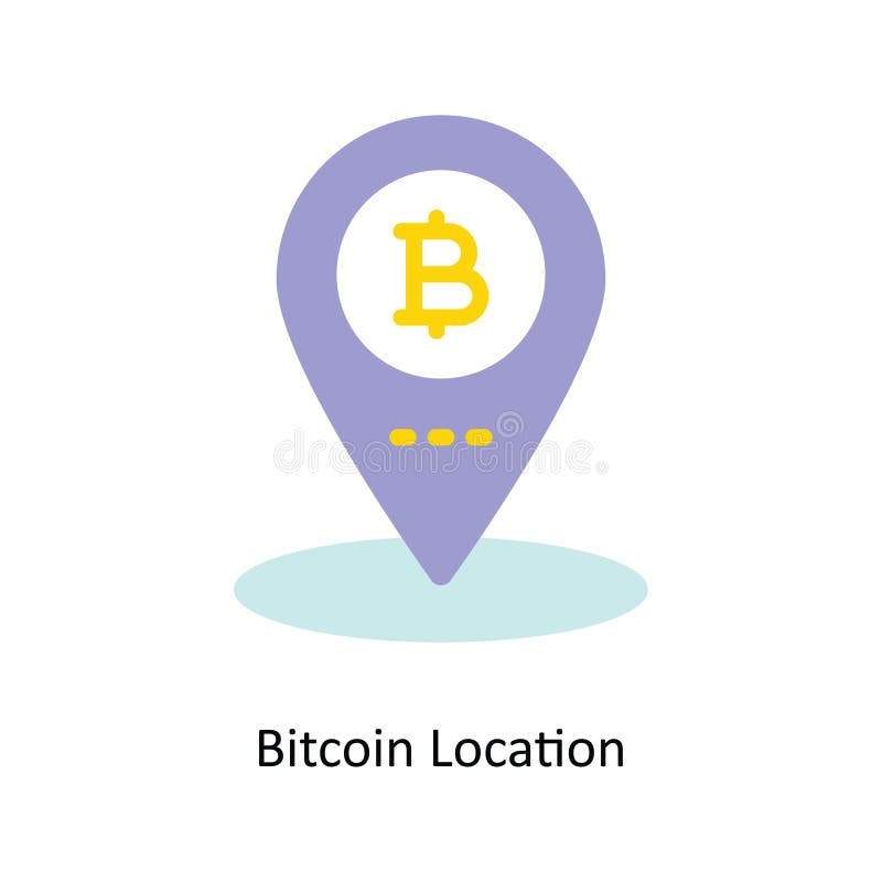 Bit Coin Location Vector Flat Icon Design Illustration. Bank Symbol on ...