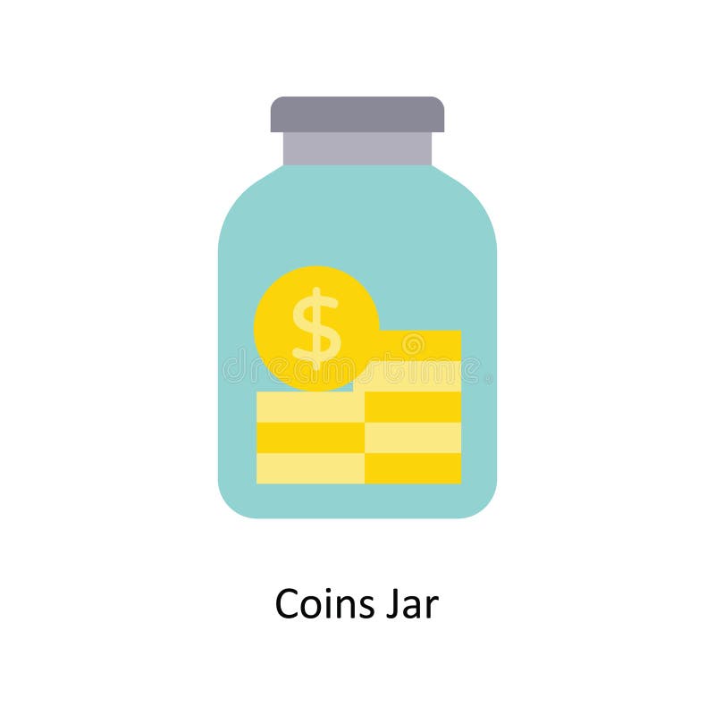 Coins Jar Vector Flat Icon Design Illustration. Bank Symbol on White ...