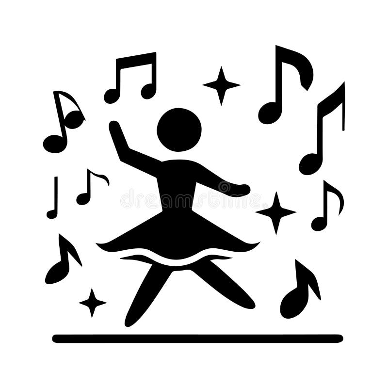 A Girl Dancing with Music a Playing, Symbol Music and Person Girl Guy ...