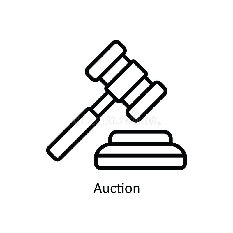 Auction Vector Outline Icon Design Illustration. Bank Symbol on White ...