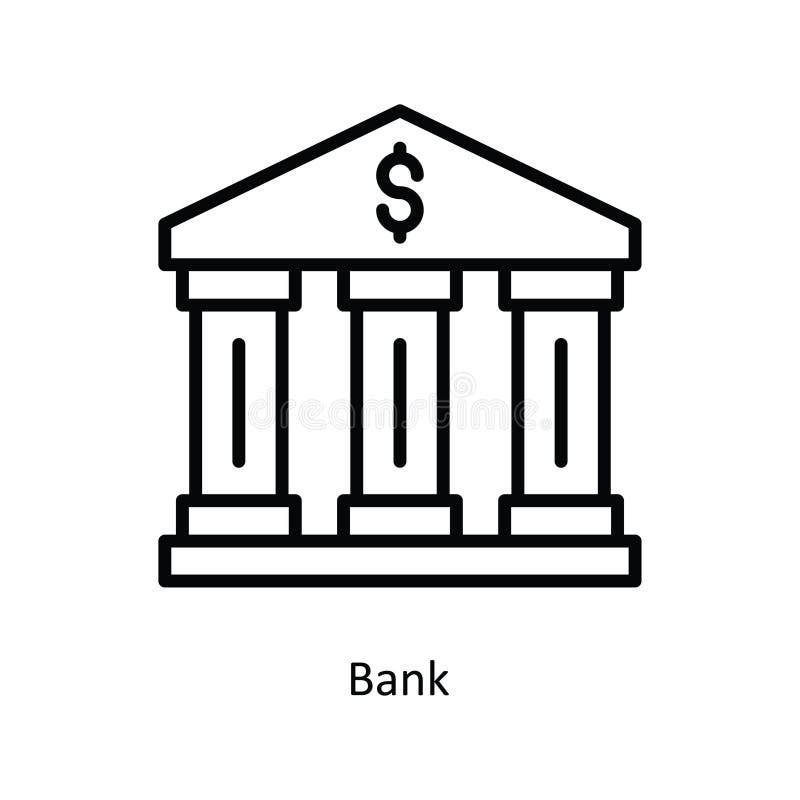 Bank Vector Outline Icon Design Illustration. Bank Symbol on White ...
