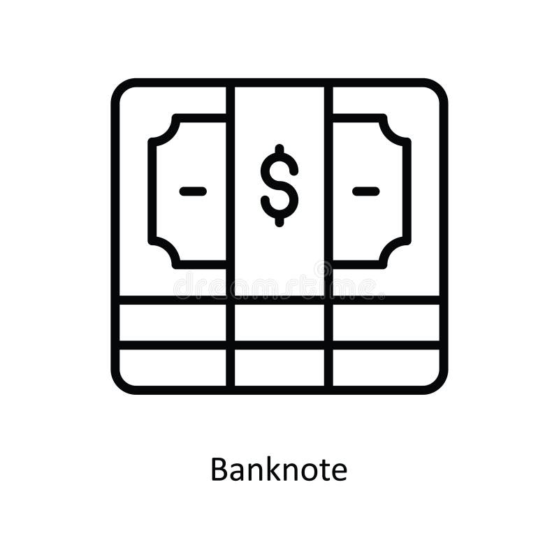 Banknote Vector Outline Icon Design Illustration. Bank Symbol on White ...