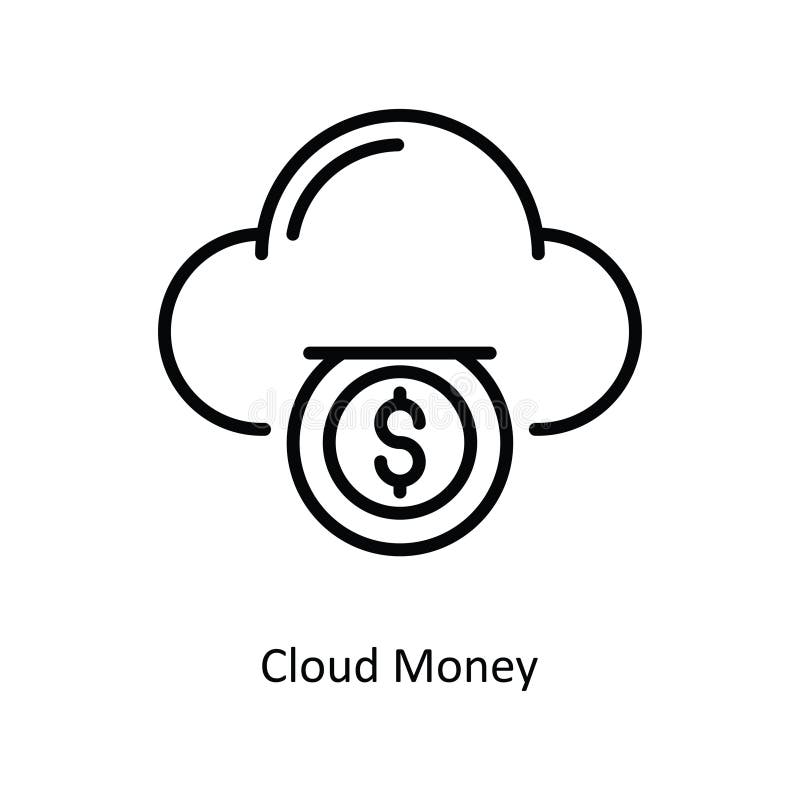 Cloud Money Vector Outline Icon Design Illustration. Bank Symbol on ...