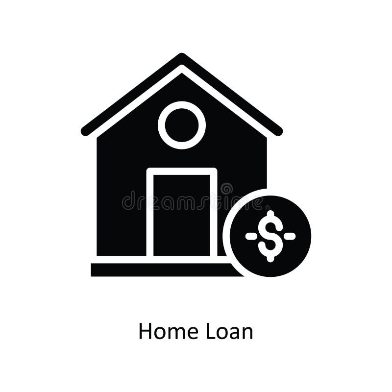 Home Loan Vector Solid Icon Design Illustration. Bank Symbol on White ...