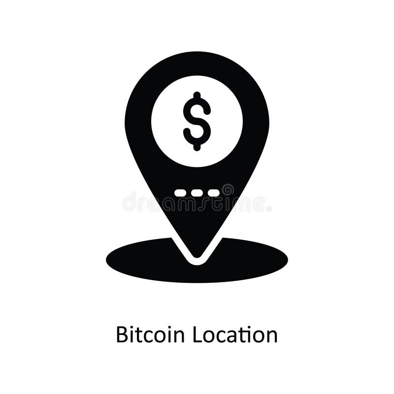 Bit Coin Location Vector Solid Icon Design Illustration. Bank Symbol on ...