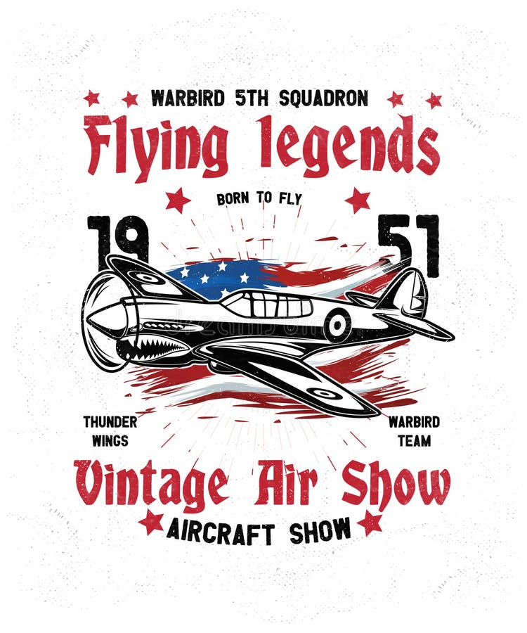 Flying Legend Vintage Air Show T-shirt Design Stock Vector ...