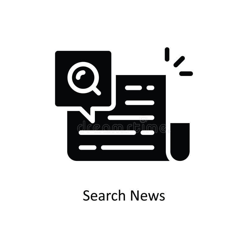 Search News Vector Solid Icon Design Illustration. Bank Symbol on White ...