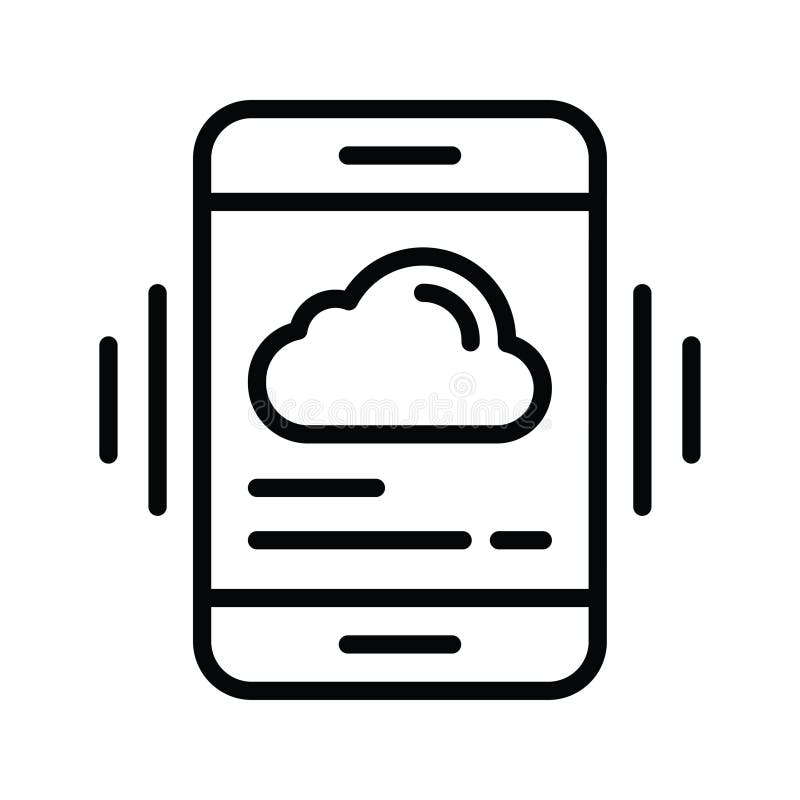 Cloud Phone Vector Outline Icon Design Illustration. Cloud Computing ...