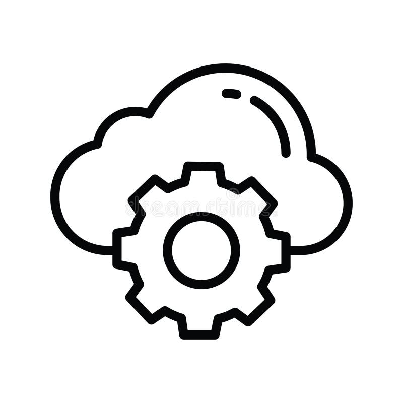 Cloud Settings Vector Outline Icon Design Illustration. Cloud Computing Symbol on White ...