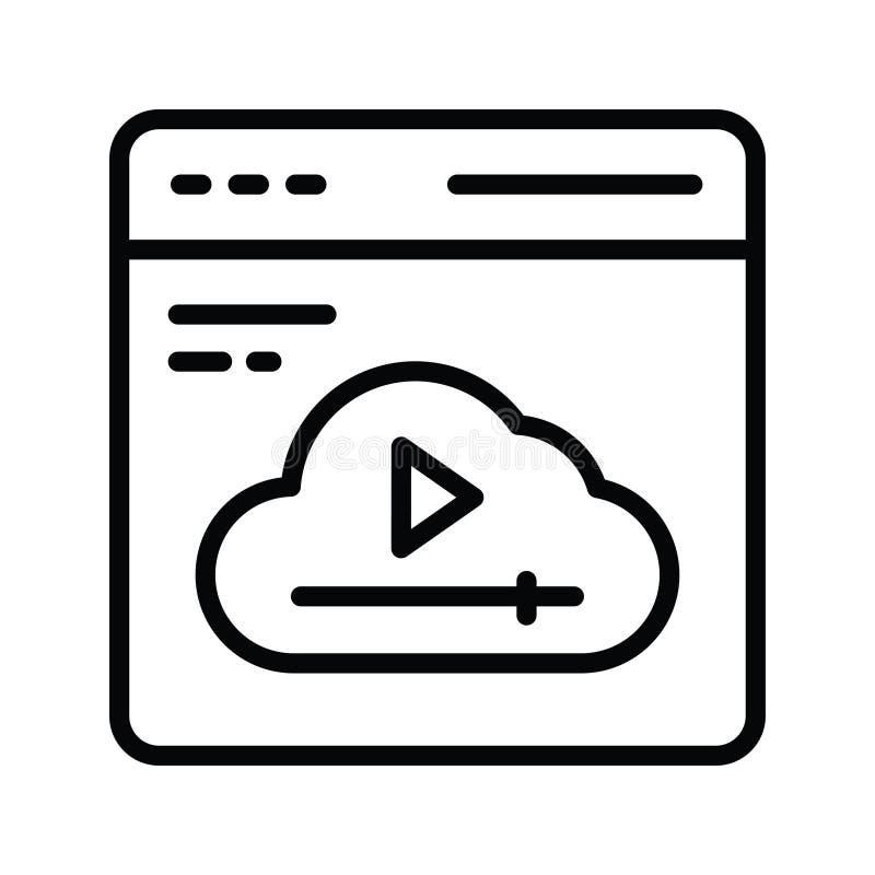 Cloud Video Vector Outline Icon Design Illustration. Cloud Computing ...