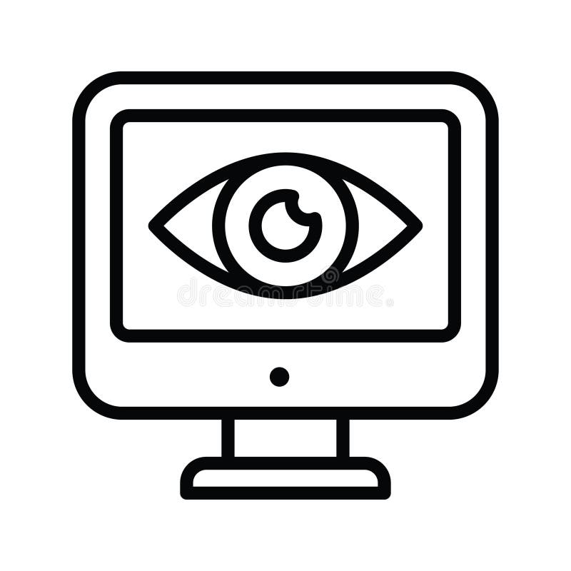 Cyber Monitoring Vector Outline Icon Design Illustration. Cloud ...
