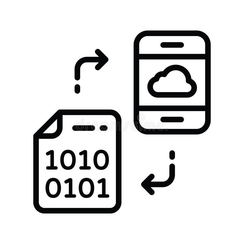 Data Transfer Vector Outline Icon Design Illustration. Cloud Computing ...