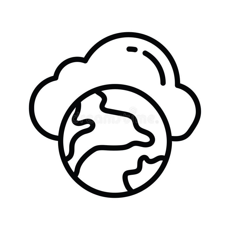 Global Cloud Vector Outline Icon Design Illustration. Cloud Computing ...