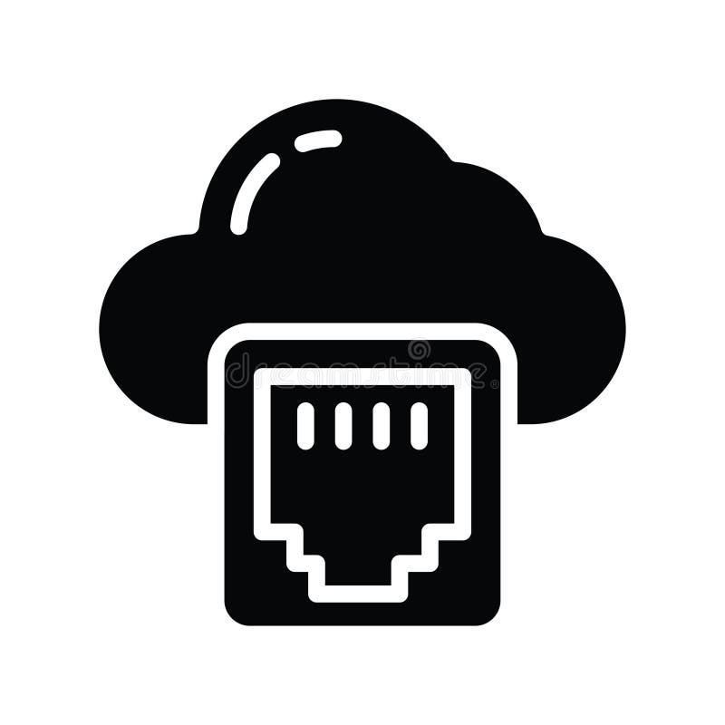 Cloud Port Vector Solid Icon Design Illustration. Cloud Computing Symbol on White Background EPS ...