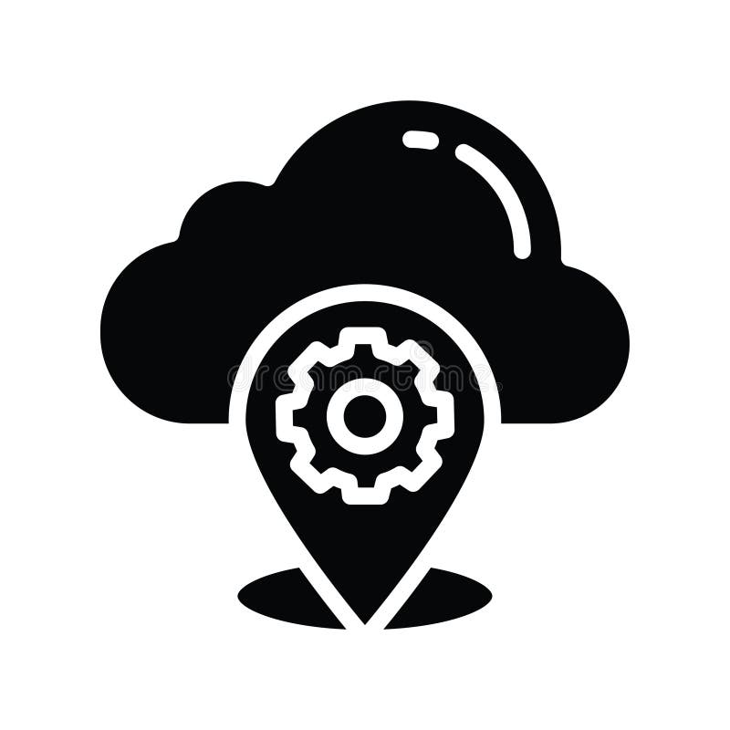 Location Settings Vector Solid Icon Design Illustration. Cloud ...