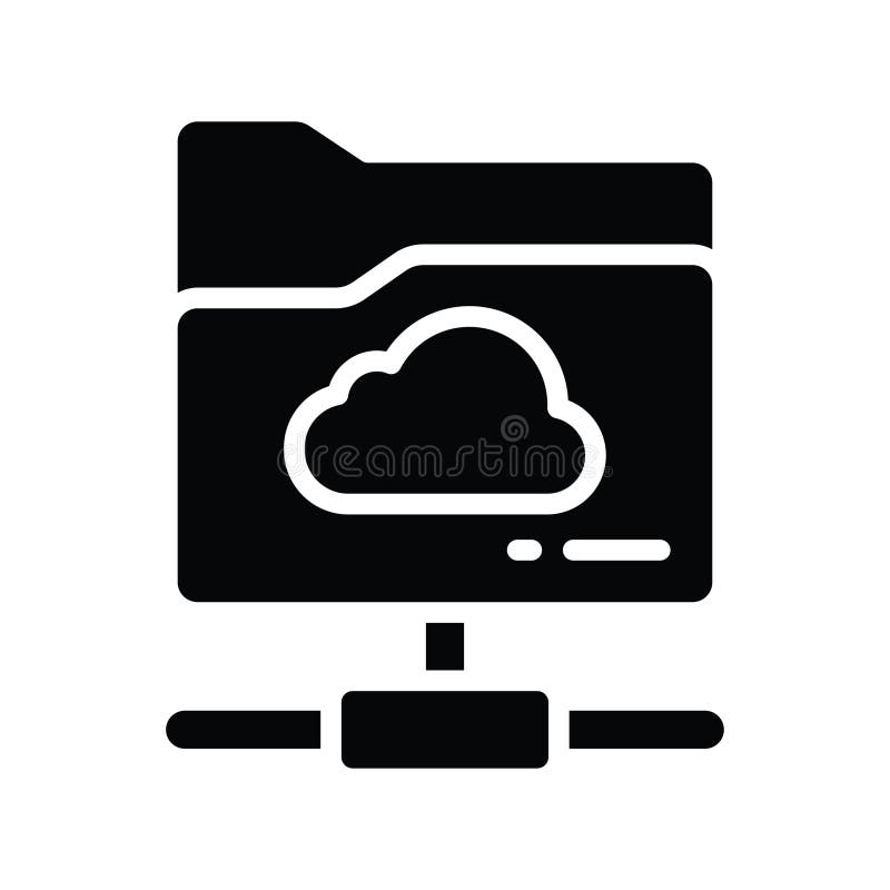 Folder Access Vector Solid Icon Design Illustration. Cloud Computing Symbol on White Background ...