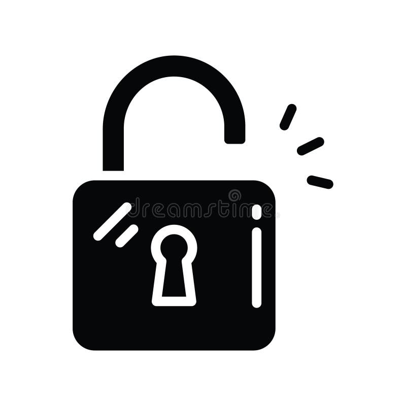 Unlock Solid Fill Outline Icon Design Illustration. Media Control ...