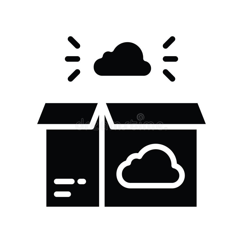 Cloud Box Vector Solid Icon Design Illustration. Cloud Computing Symbol on White Background EPS ...