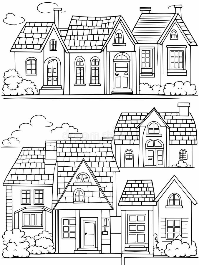 Simple House Pictures To Color Stock Illustration - Illustration of ...
